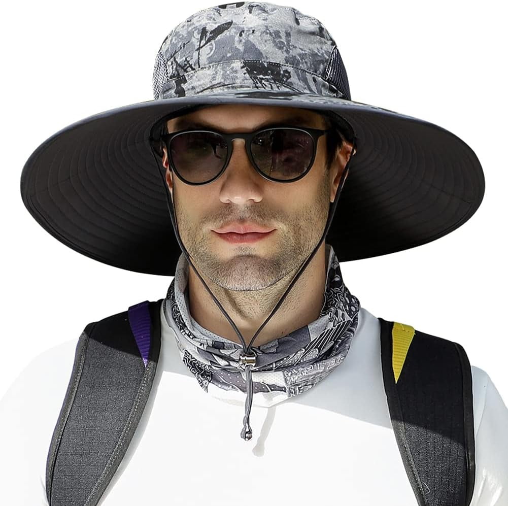 【Oversize XXL&Wide Brim】 Sun Hats for Men, 【UPF50+Waterproof】 Fishing ...