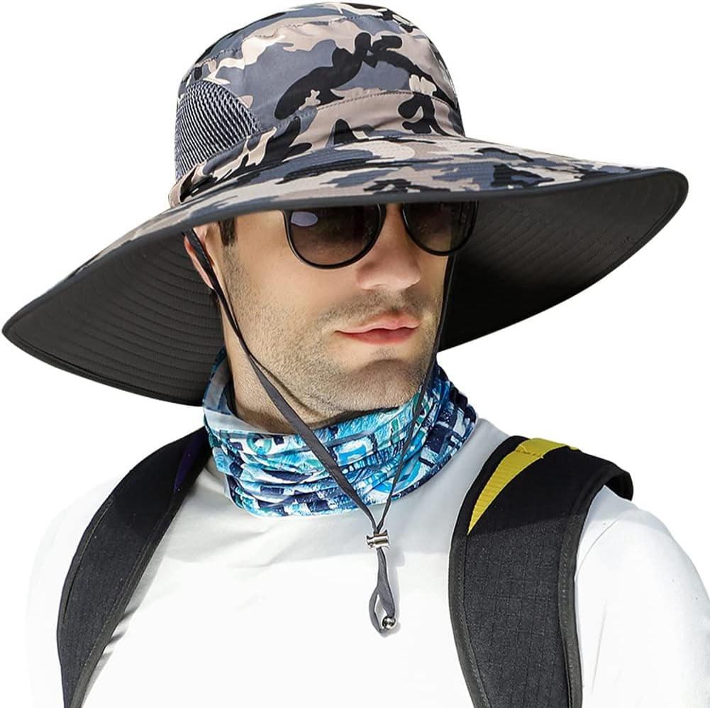 【Oversize XXL&Wide Brim】 Sun Hats for Men, 【UPF50+Waterproof】 Fishing ...