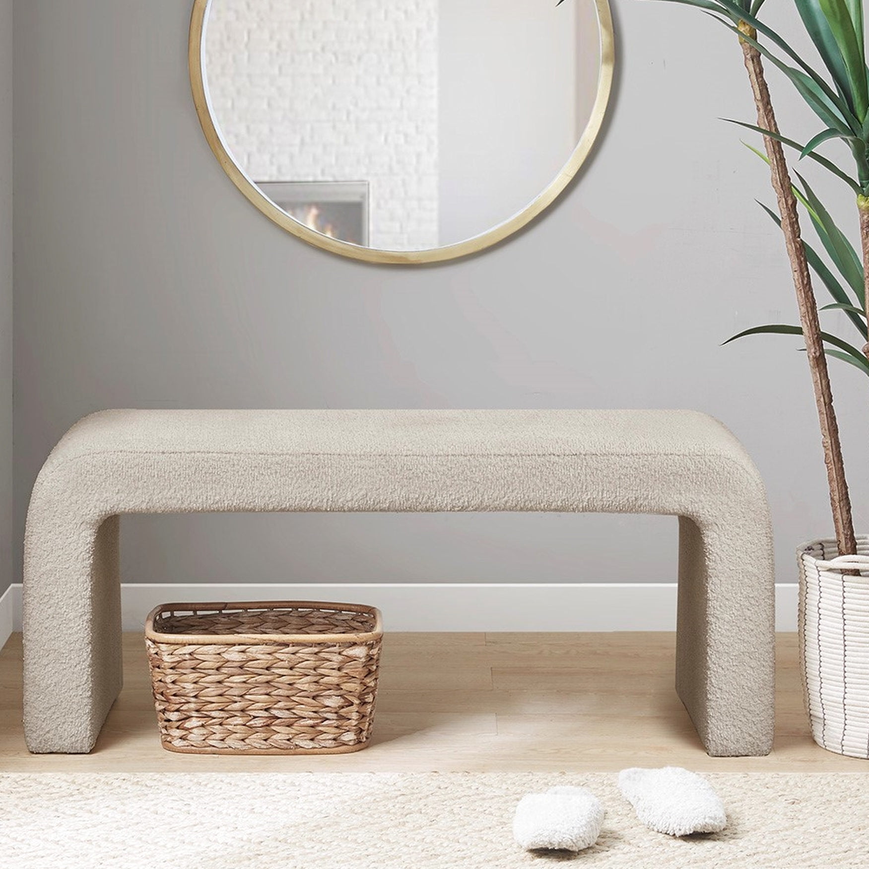 Oversize modern bench featuring waterfall design and smooth edges in ...