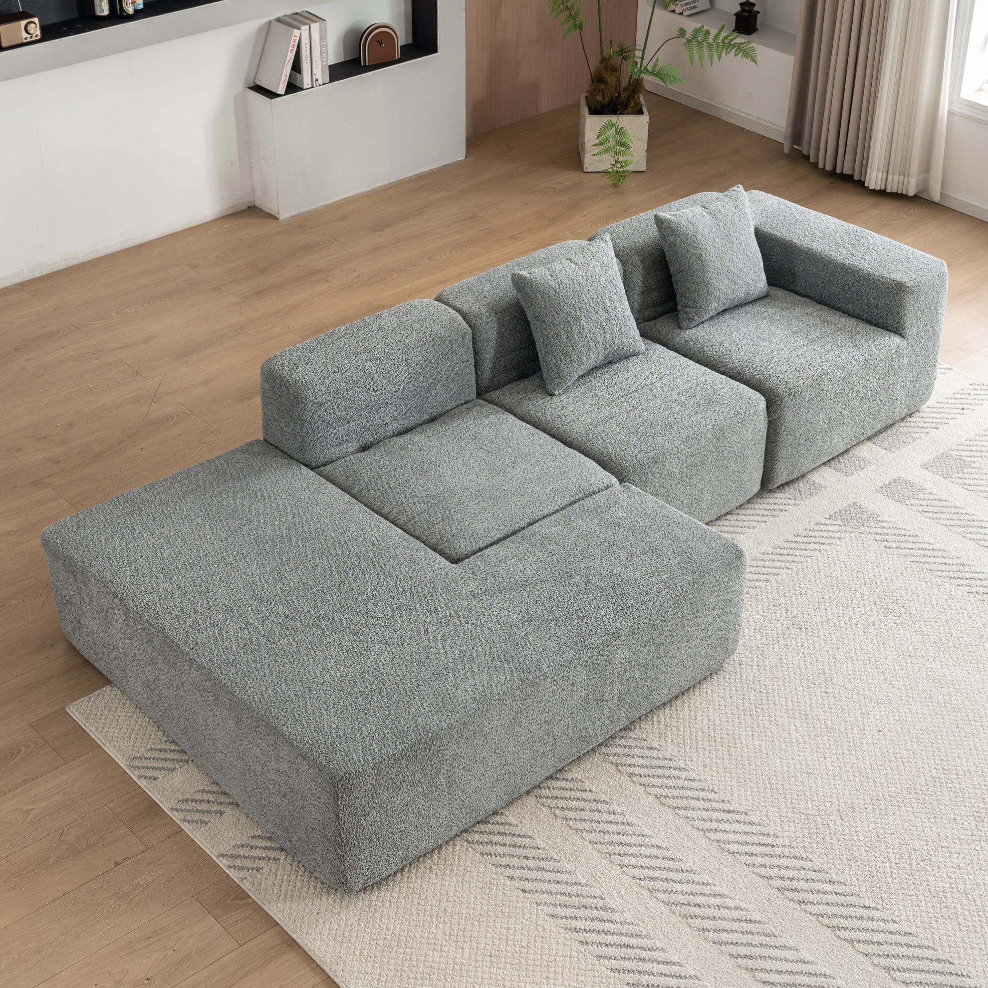 Oversized 116.5" Modular Sectional Sofa, Modern Comfy Sofa with 25Inch ...