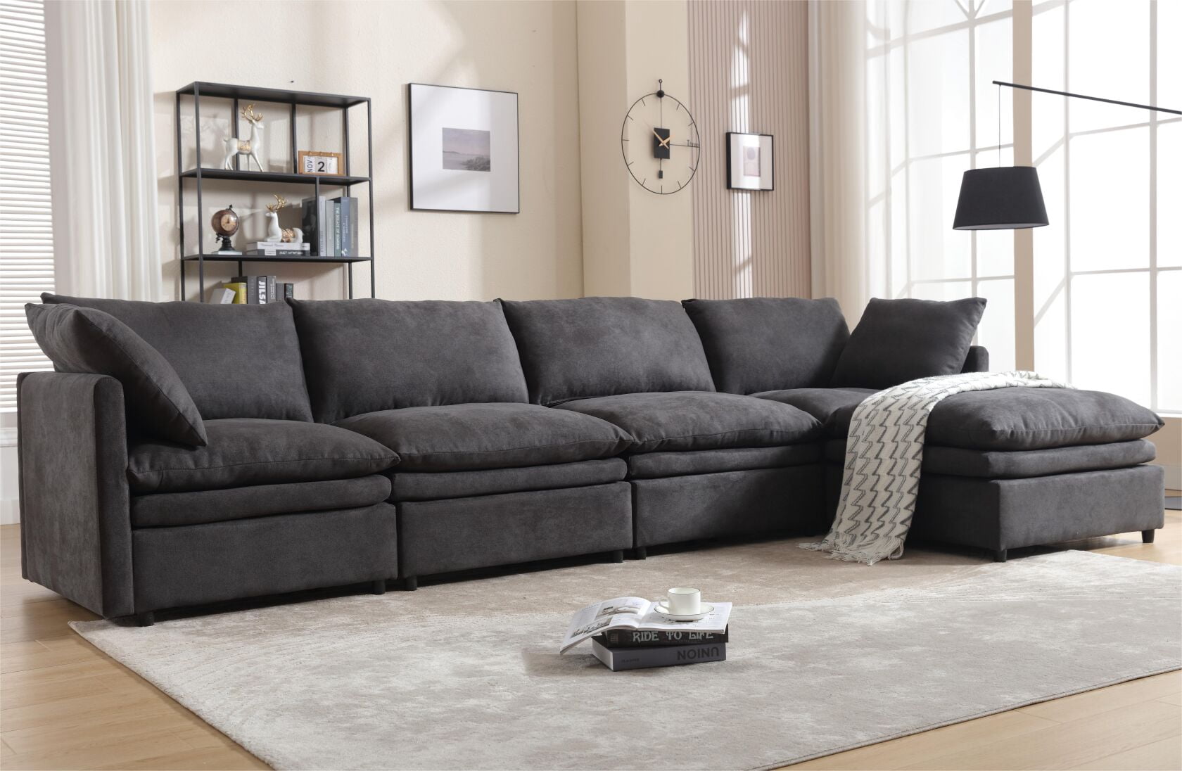 Oversized 130" Modular Sectional Sofa, L Shaped Couch with Removable ...