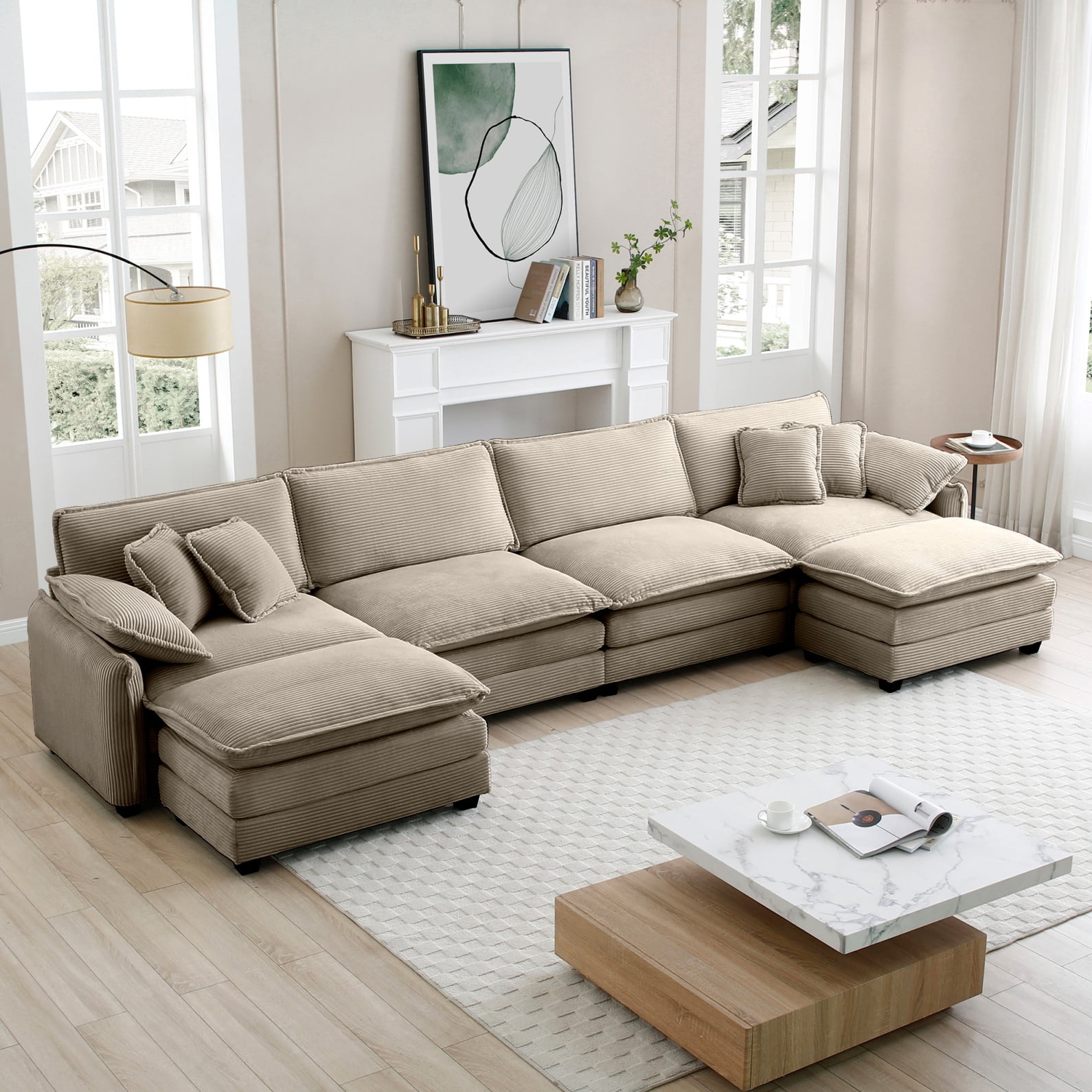 Oversized 150" Modular Sectional Sofa, Convertible U-Shaped Couch with ...