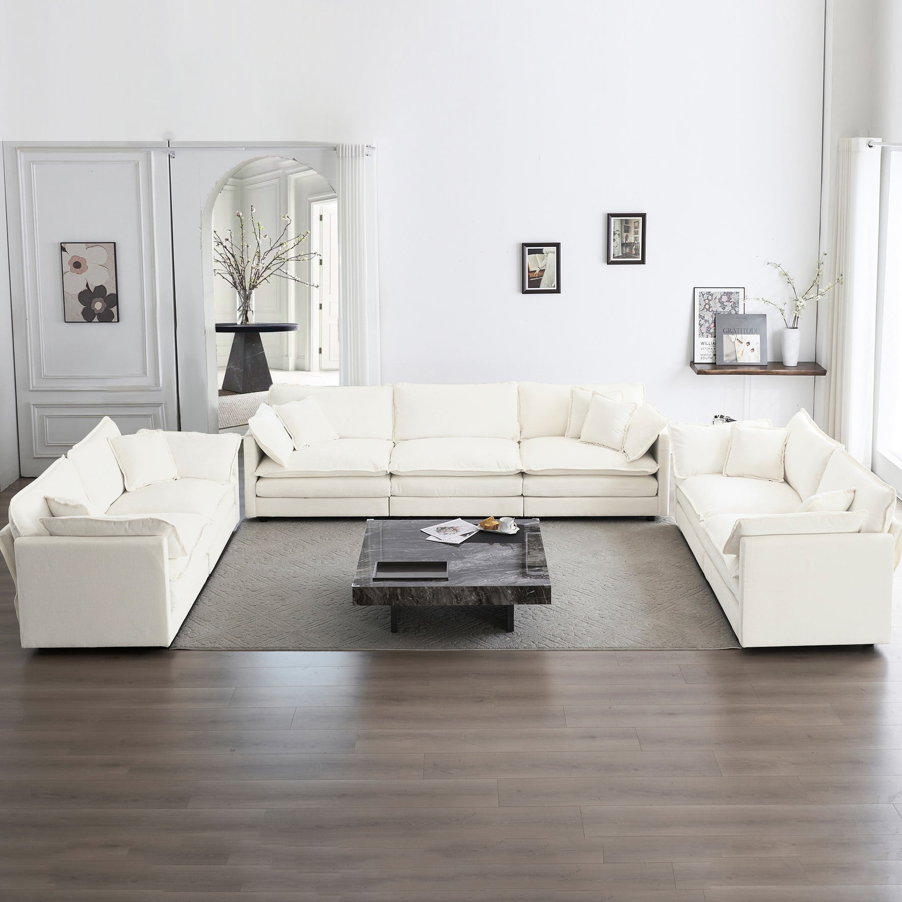 Oversized, 3-Piece Set - Sturdy Solid Wood Frame Support - Home Theater ...
