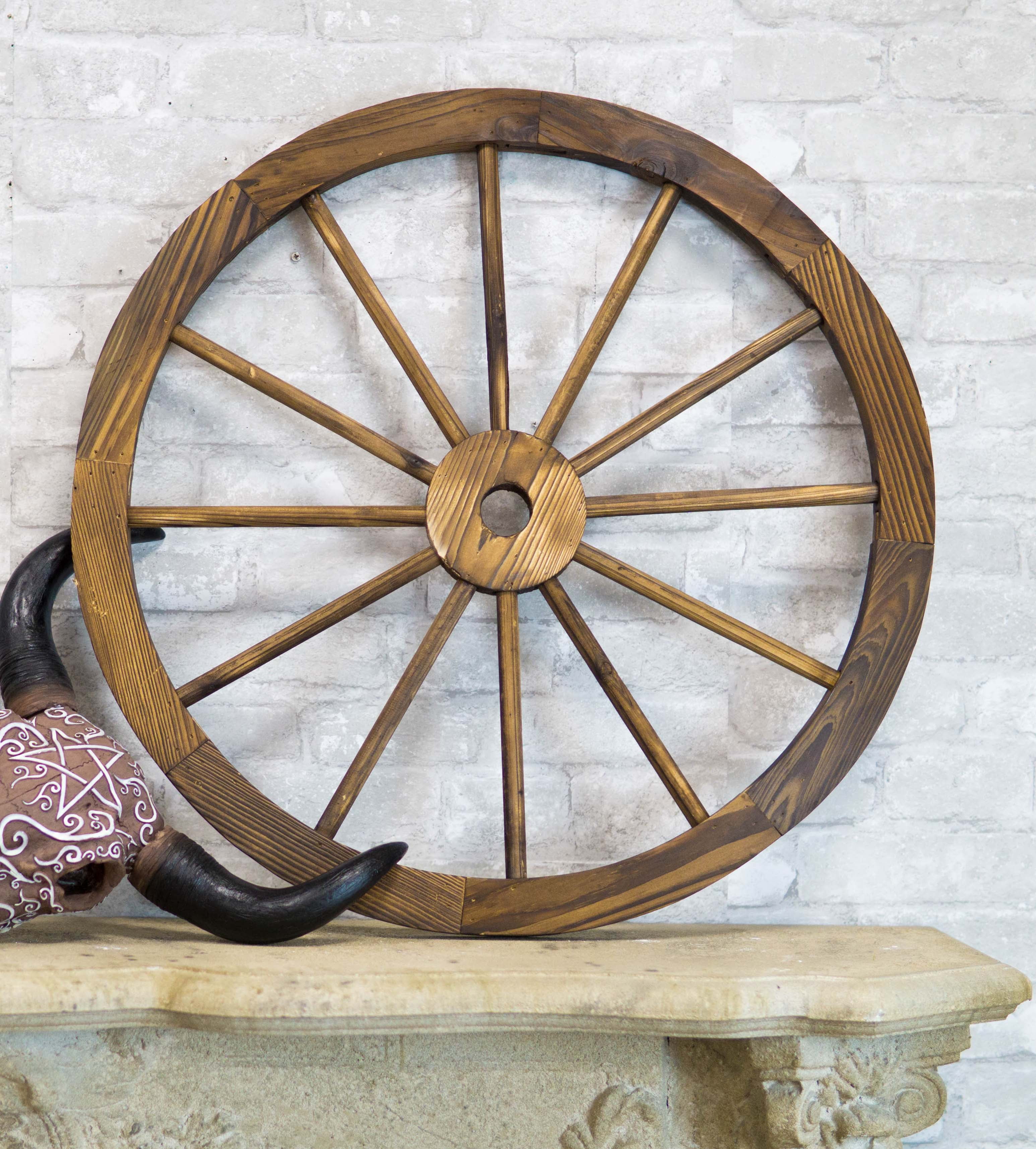 Oversized 31" Vintage Rustic Round Wood Cartwheel Wagon Wheel Wall ...