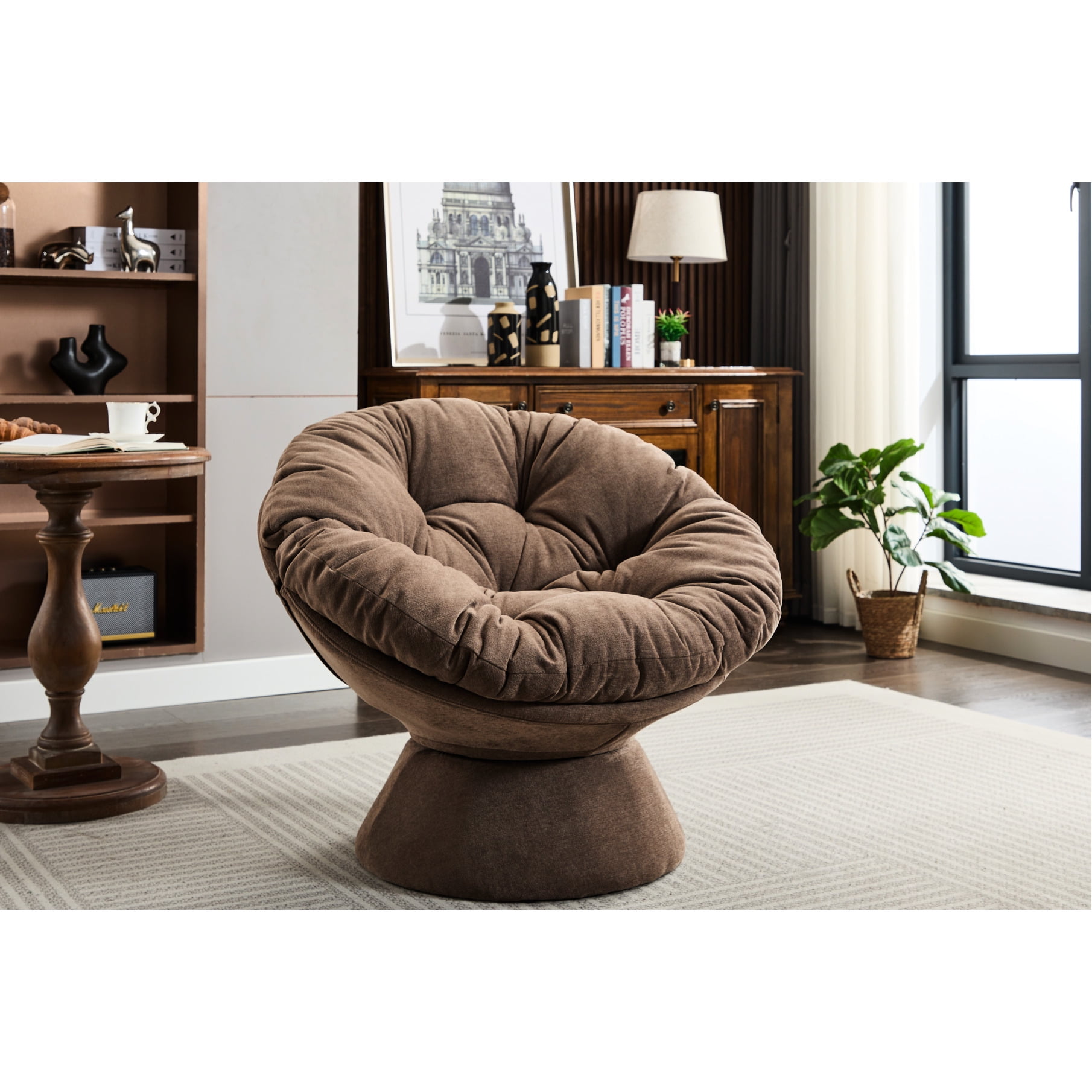 Oversized 360 Degree Chair For Bedroom, Chenille Fabric, Brown ...