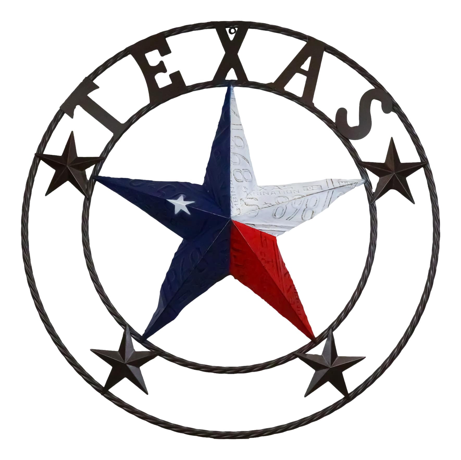Oversized 40"D Vintage Rustic Western Texas Star Metal Wall Circle Sign ...