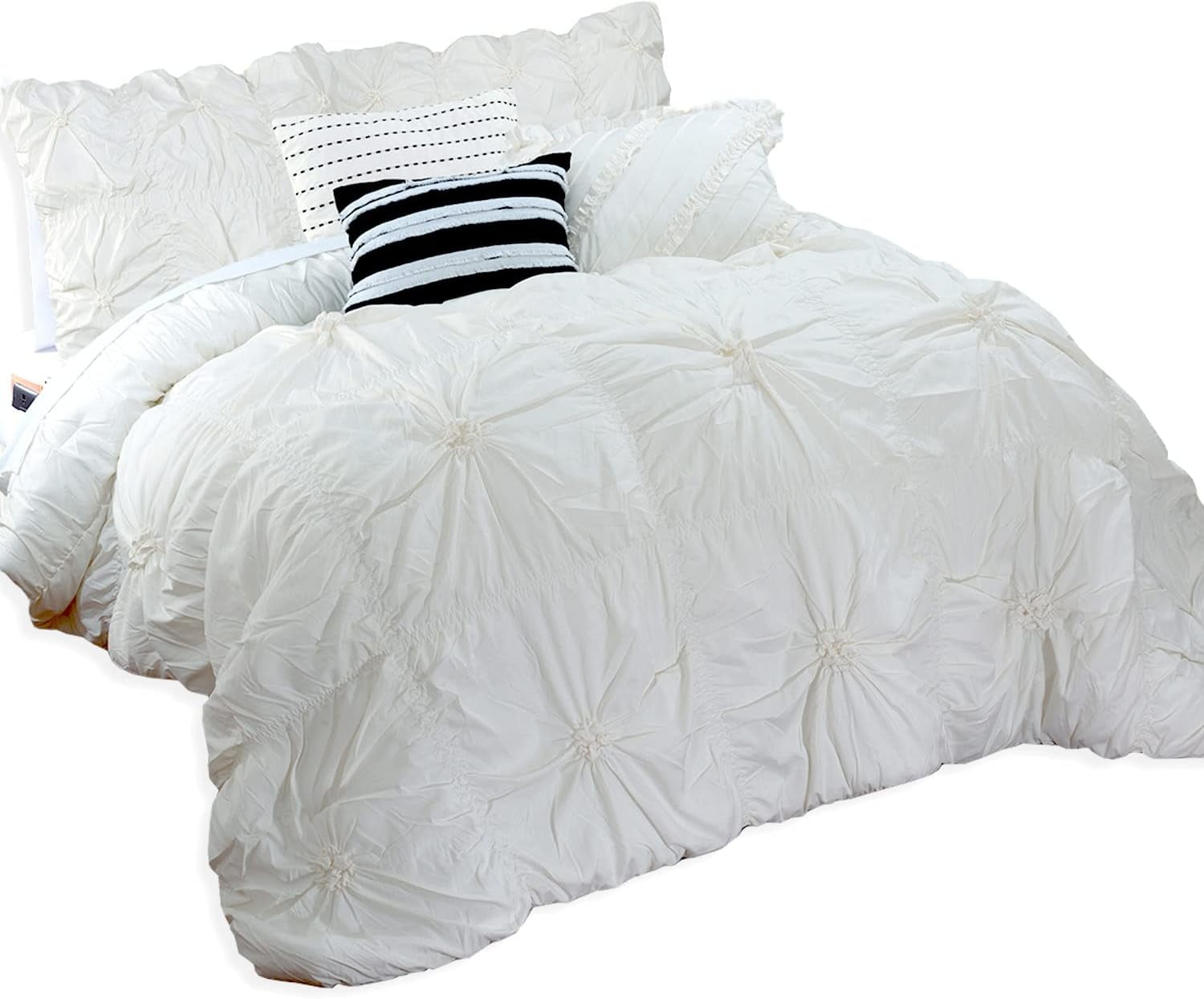 Oversized 6-Piece Comforter Set with Smart Pocket Sheets & Decorative ...