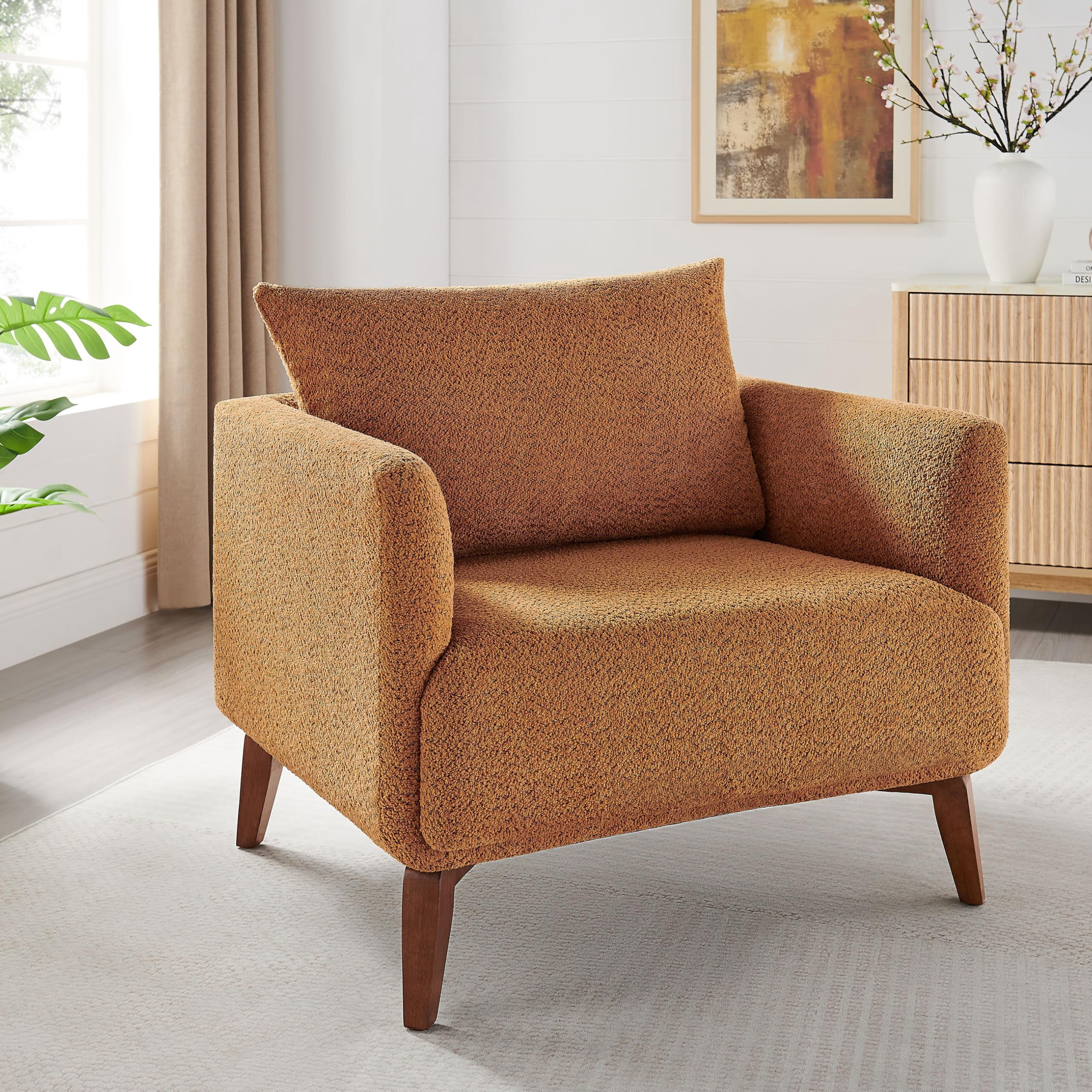 Oversized Accent Chair Modern Boucle Armchair for Living Room- 37" Wide ...