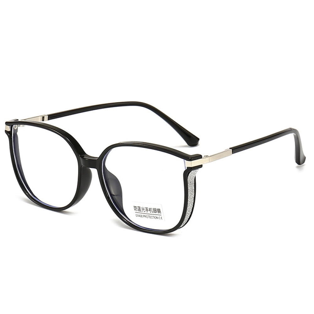 Oversized Anti-blue Light Bling Women Black Reading Glasses, Square ...