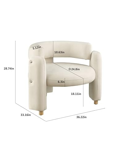 Oversized Armchair Mid-Century Reading Accent Chair Round Velvet Chair ...