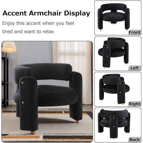 Oversized Armchair Mid-Century Reading Accent Chair Round Velvet Chair ...