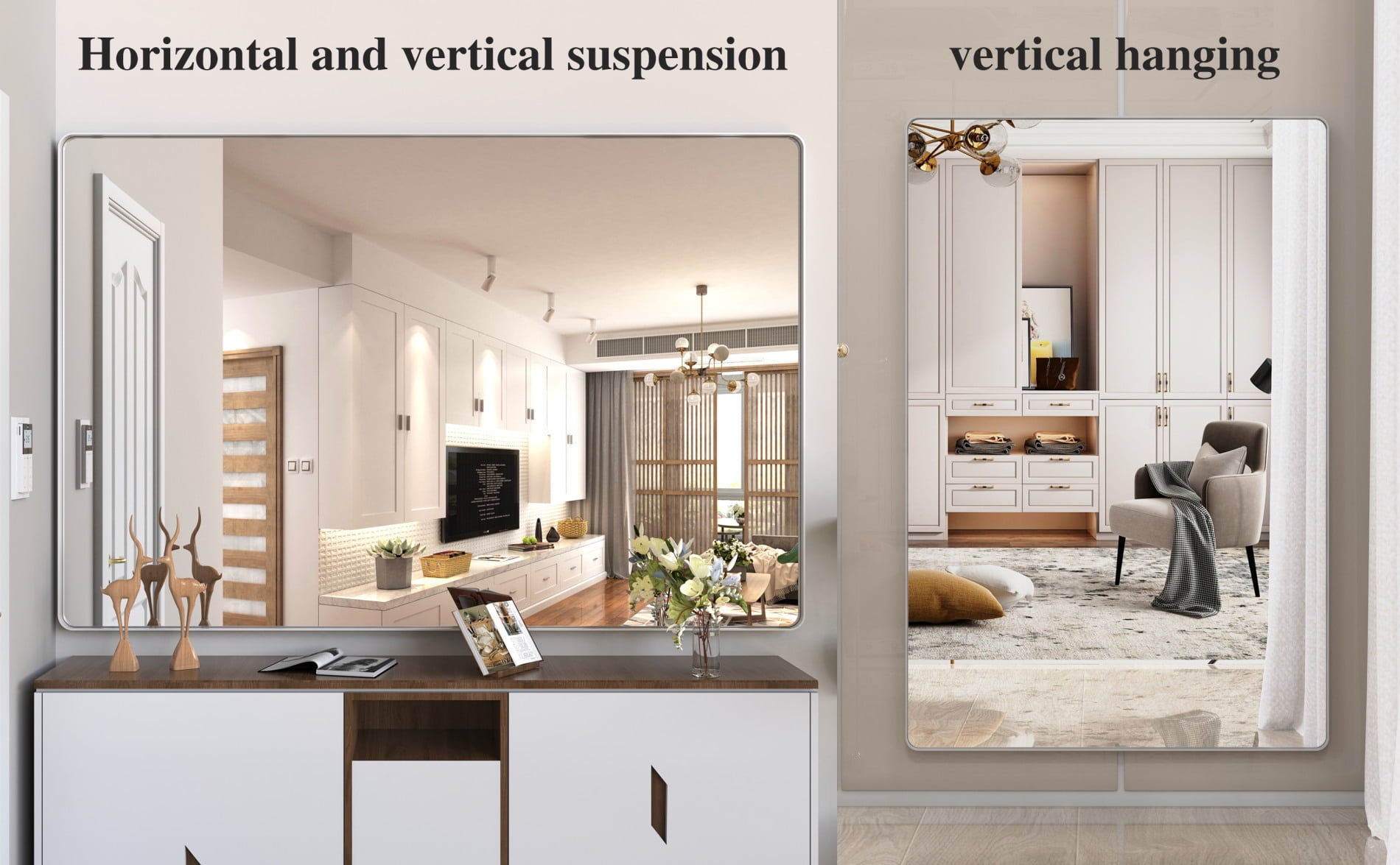 Oversized Bathroom Mirror with Removable Tray, Wall Mount Full Length ...