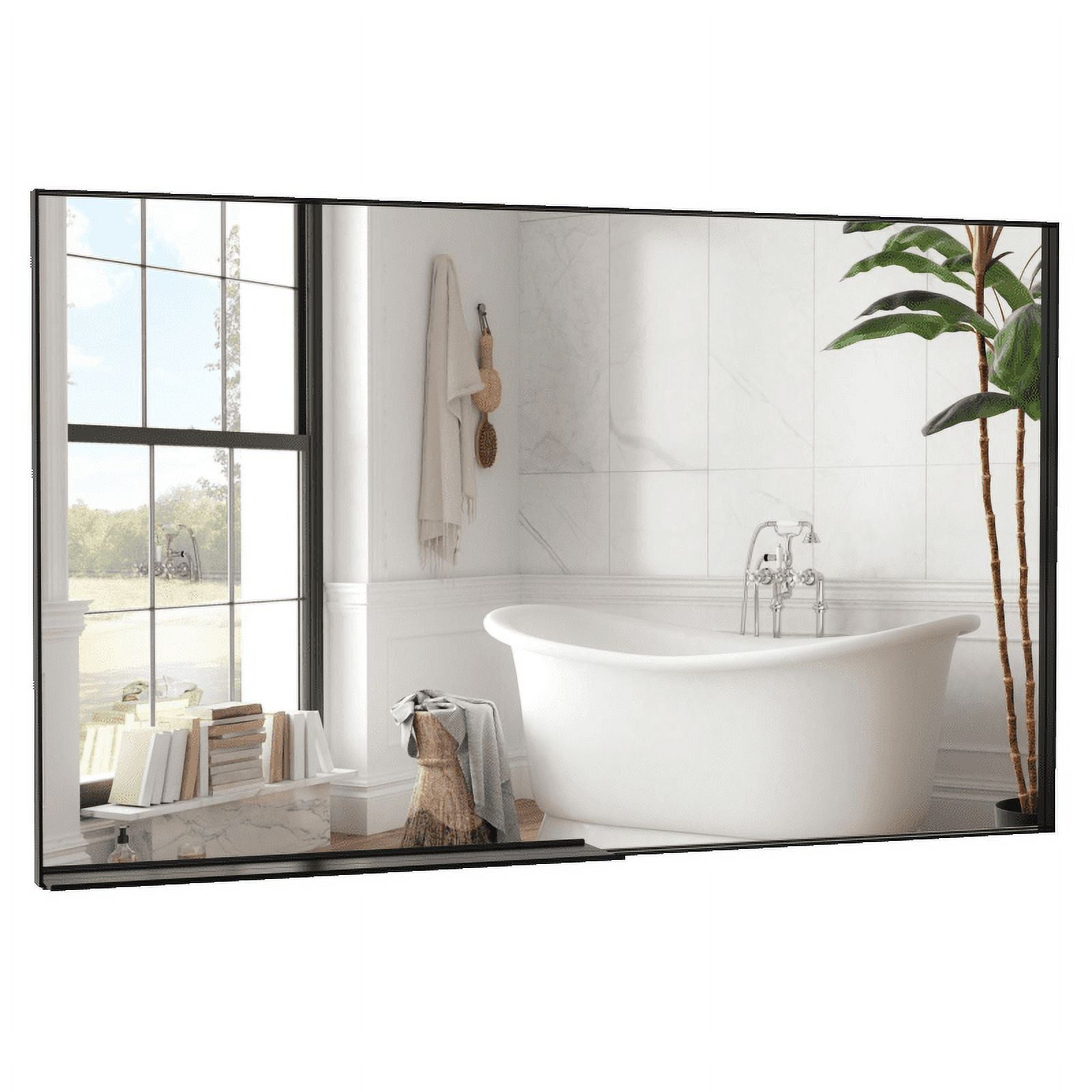 Oversized Bathroom Mirror with Removable Tray Wall Mount Mirror ...