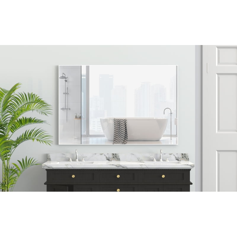 Oversized Bathroom Mirror with Removable Tray Wall Mount Mirror ...