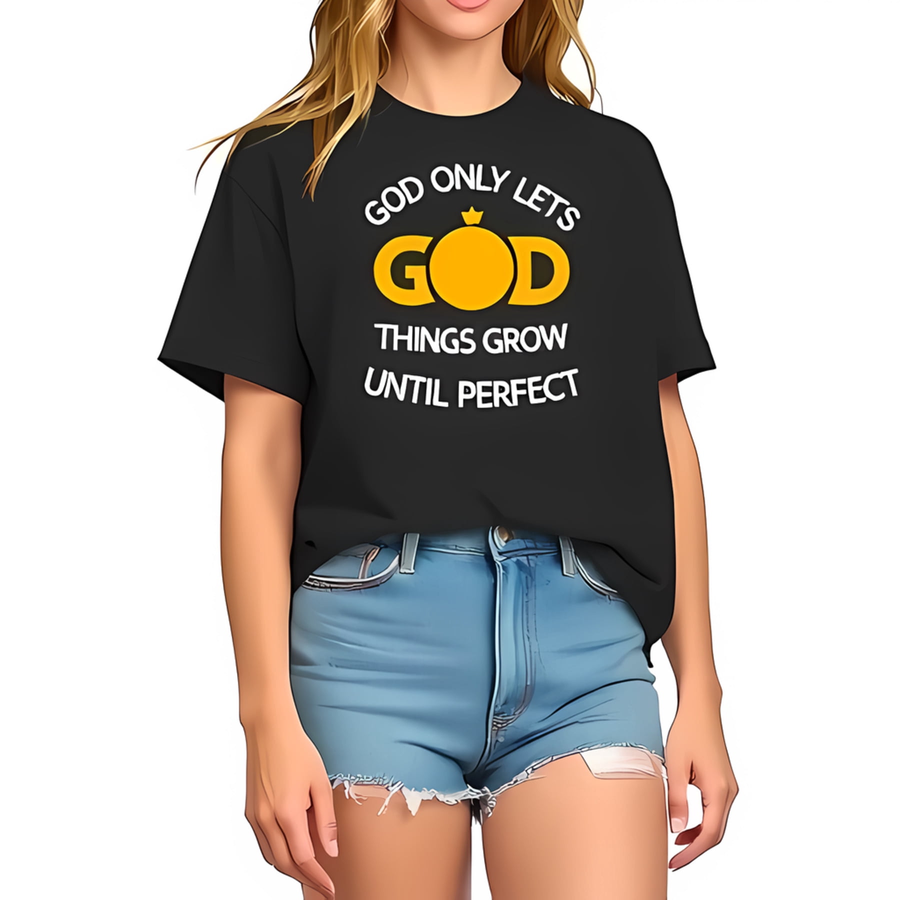 Oversized Black Cotton T-Shirt with Bold 'GOD' Graphic & Inspirational ...