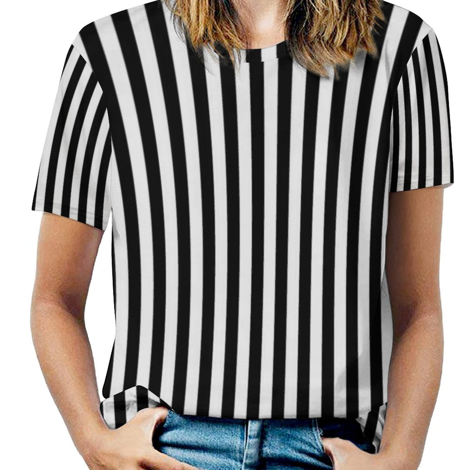Oversized Black White Striped T Shirts Vertical Stripes Street Style T ...
