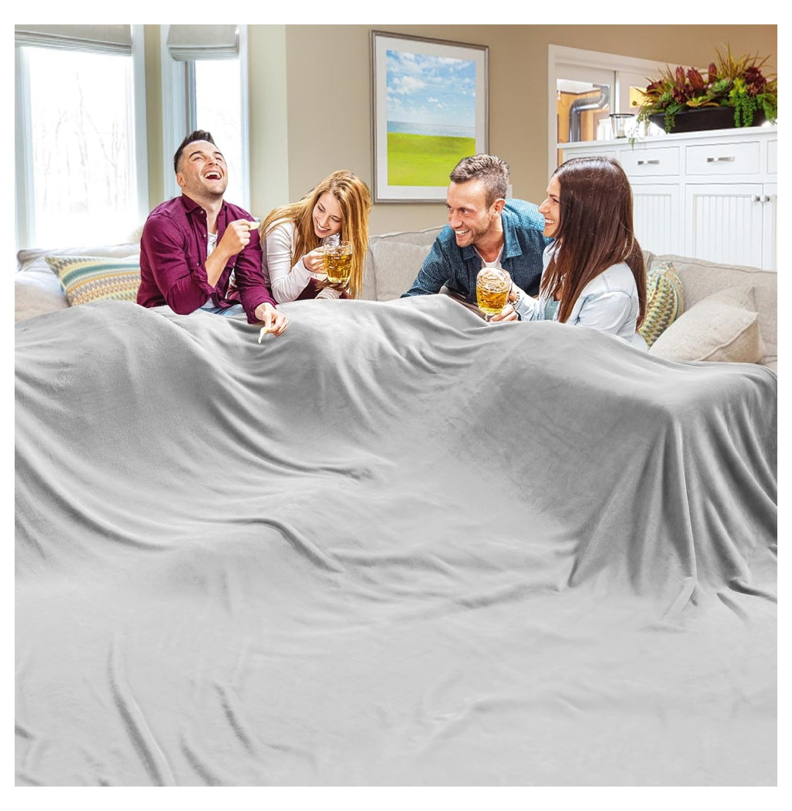 Oversized Blanket 120x120 Inches, Giant Huge Blanket for Bed, Sofa ...
