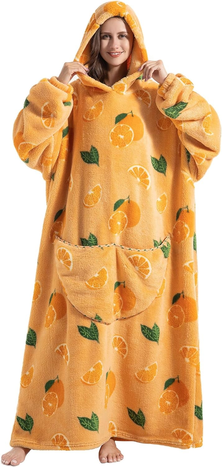 Oversized Blanket Hoodie,Adult Snuggle Fleece Wearable Blanket Fluffy ...