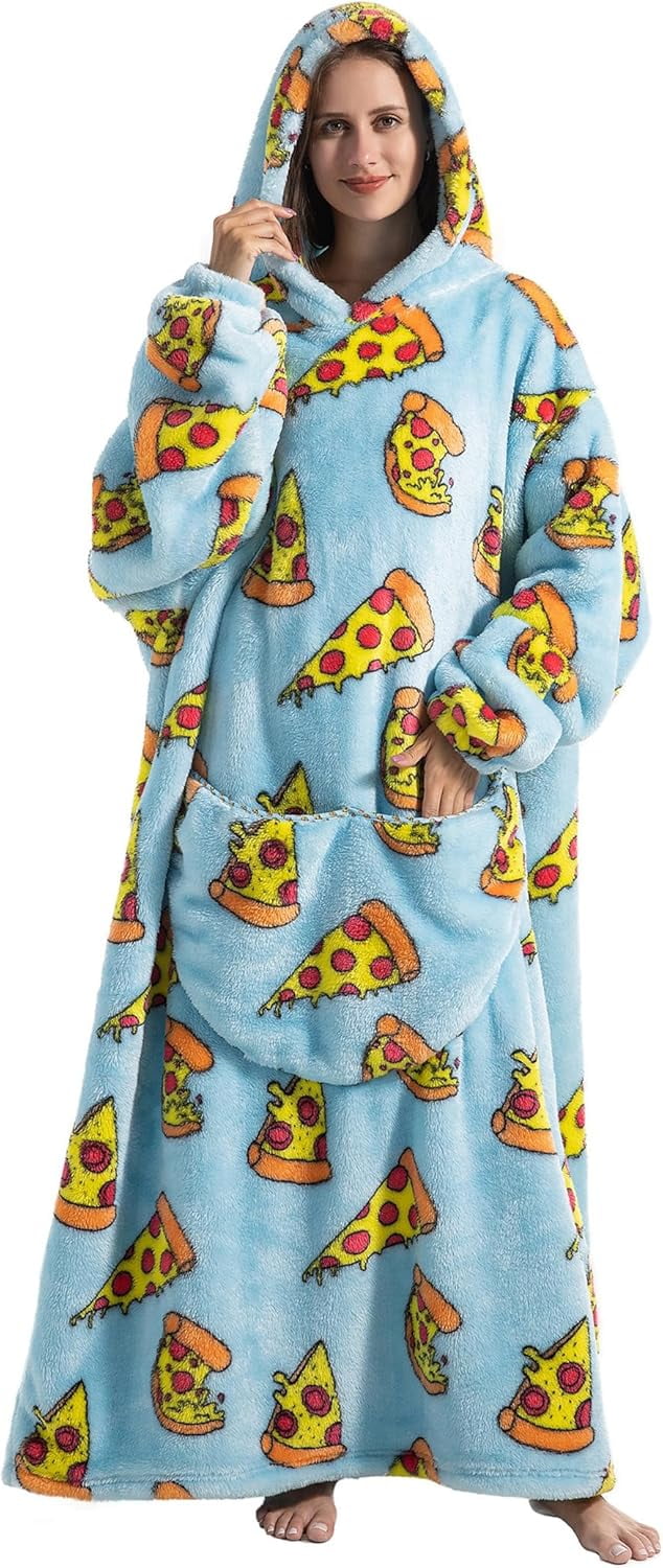 Oversized Blanket Hoodie,Adult Snuggle Fleece Wearable Blanket Fluffy ...