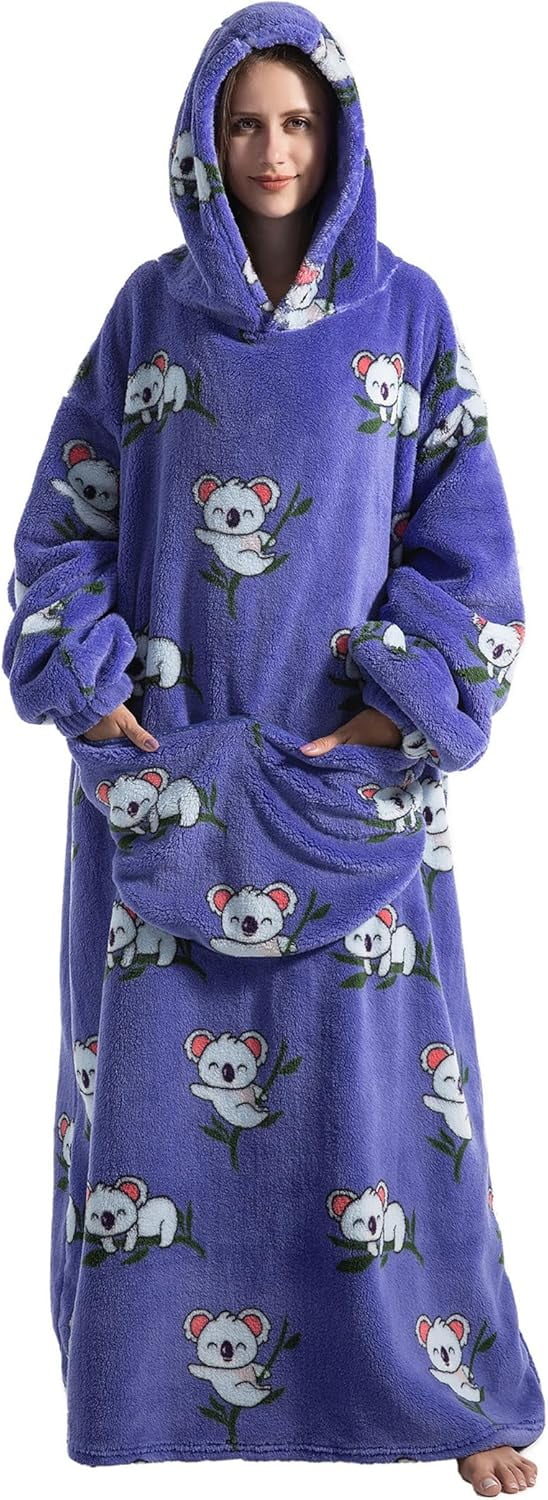 Oversized Blanket Hoodie,Adult Snuggle Fleece Wearable Blanket Fluffy ...