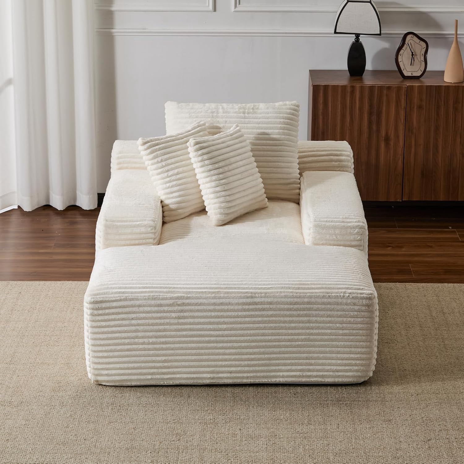 Oversized Boneless Chaise Lounge Indoor, Fluffy Corduroy Cloud Couch No ...