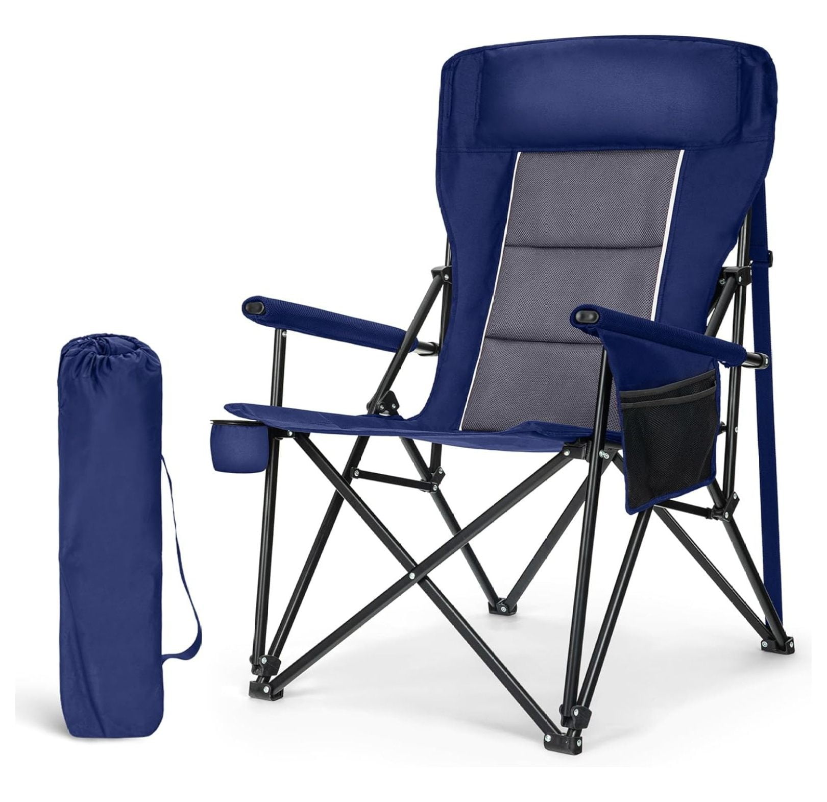 Oversized Camping Chairs 29.52" High Back Heavy Duty Lawn Chair Support ...