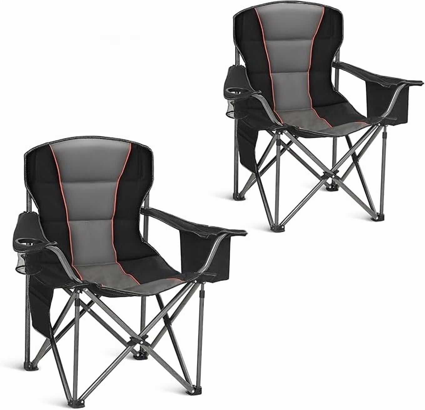 Oversized Camping Folding Chair, Heavy Duty Support 450 LBS Steel Frame ...