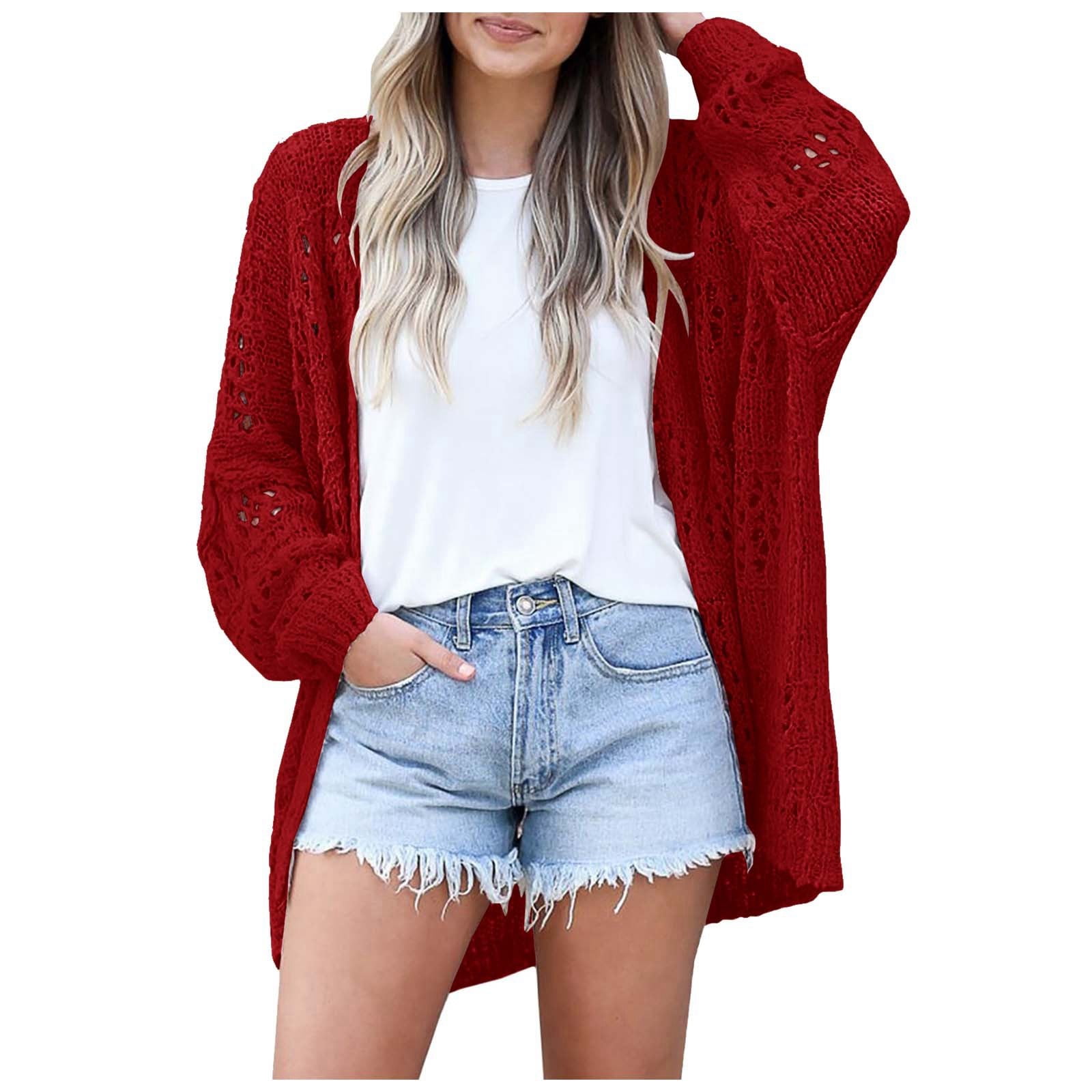 Oversized Cardigan Sweaters for Women 2024 Summer Crochet Long Sleeve ...