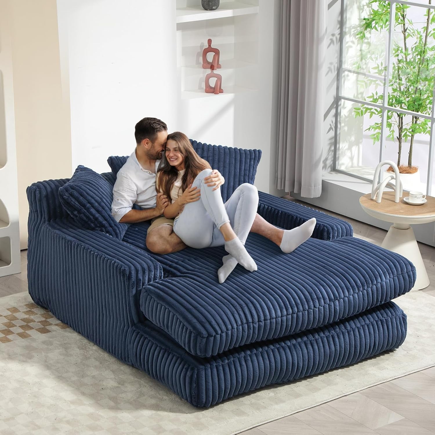 Oversized Chaise Longue Chair Indoor, Modern 52.2-inch Upholstered ...