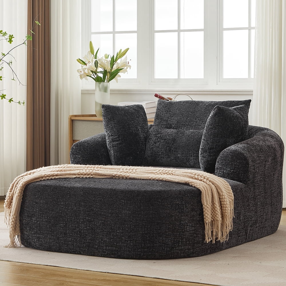 Oversized Chaise Longue Chair Indoor, Modern Upholstered Chenille Deep ...