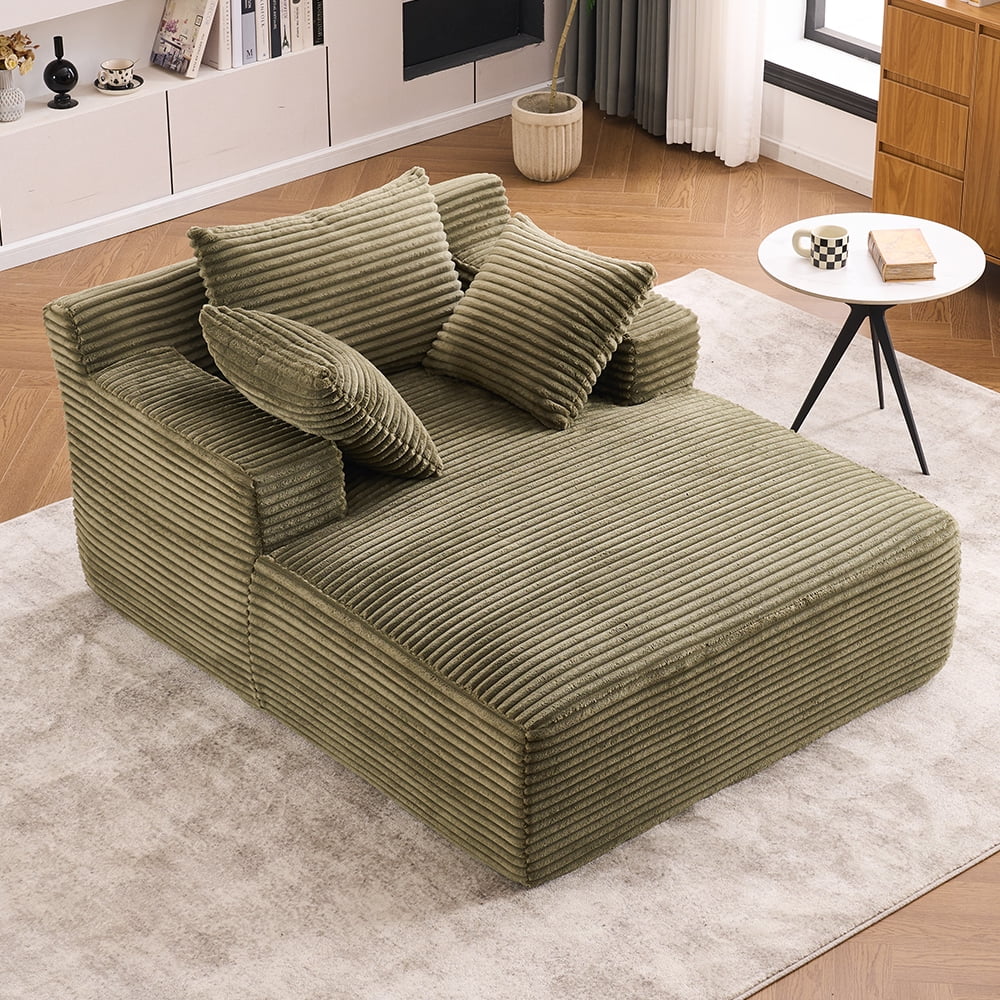 Oversized Chaise Longue Chair Indoor, Modern Upholstered Corduroy Deep ...