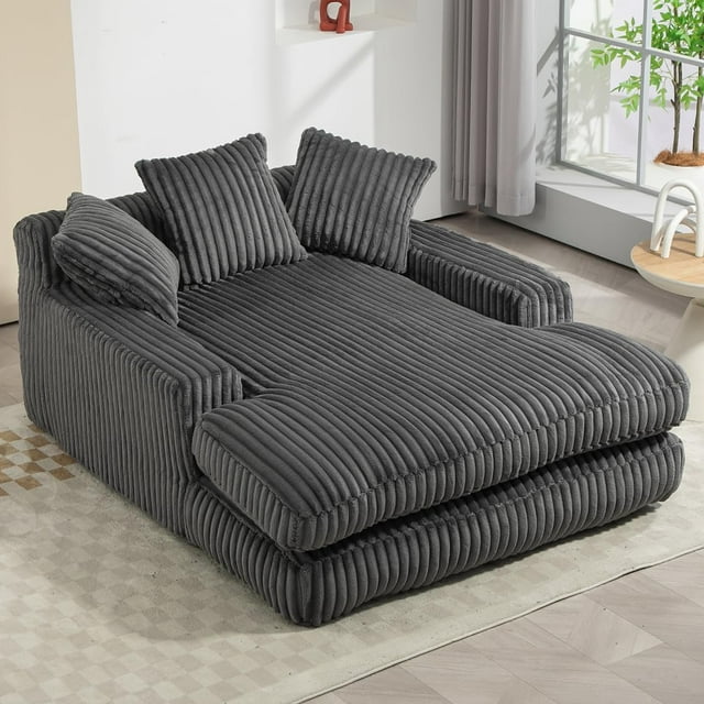 Oversized Chaise Lounge Chair, Corduroy Loveseat Floor Sofa,Comfy Short ...