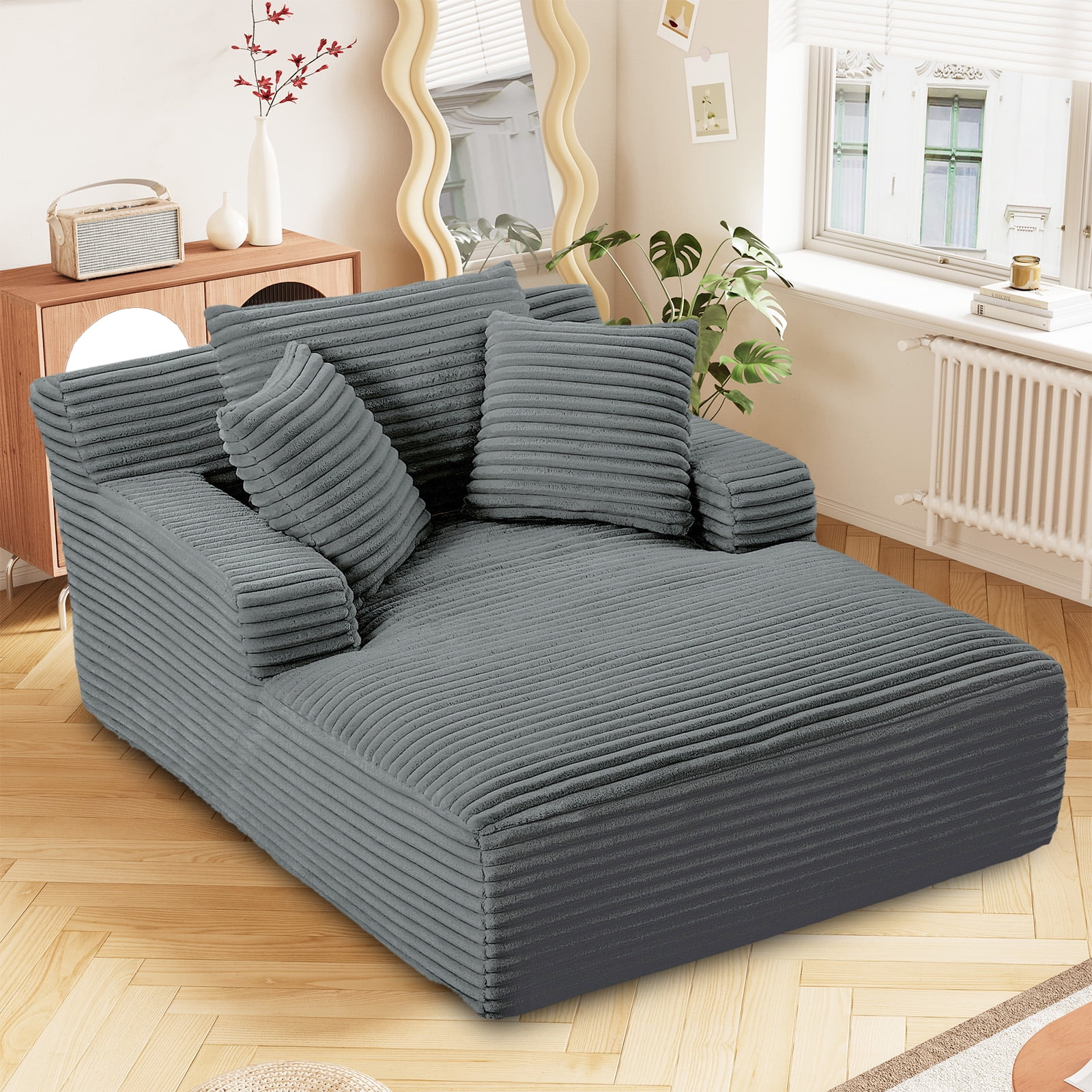 Oversized Chaise Lounge Chair Indoor, 50'' Comfy Corduroy Couch ...