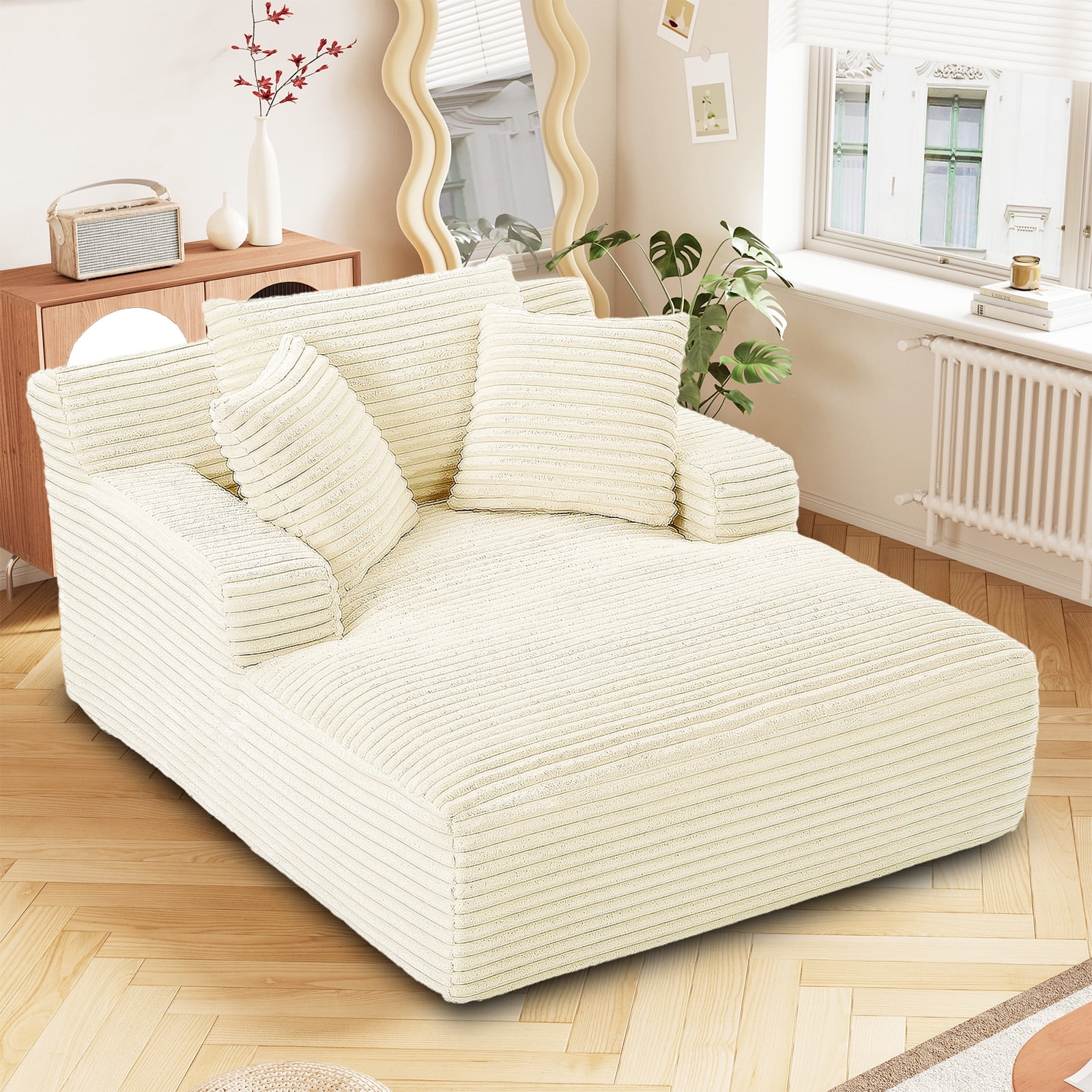 Oversized Chaise Lounge Chair Indoor, 50'' Comfy Corduroy Couch ...