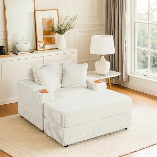 Oversized Chaise Lounge Chair Indoor Convertible Sleeper Sofa Bed with ...