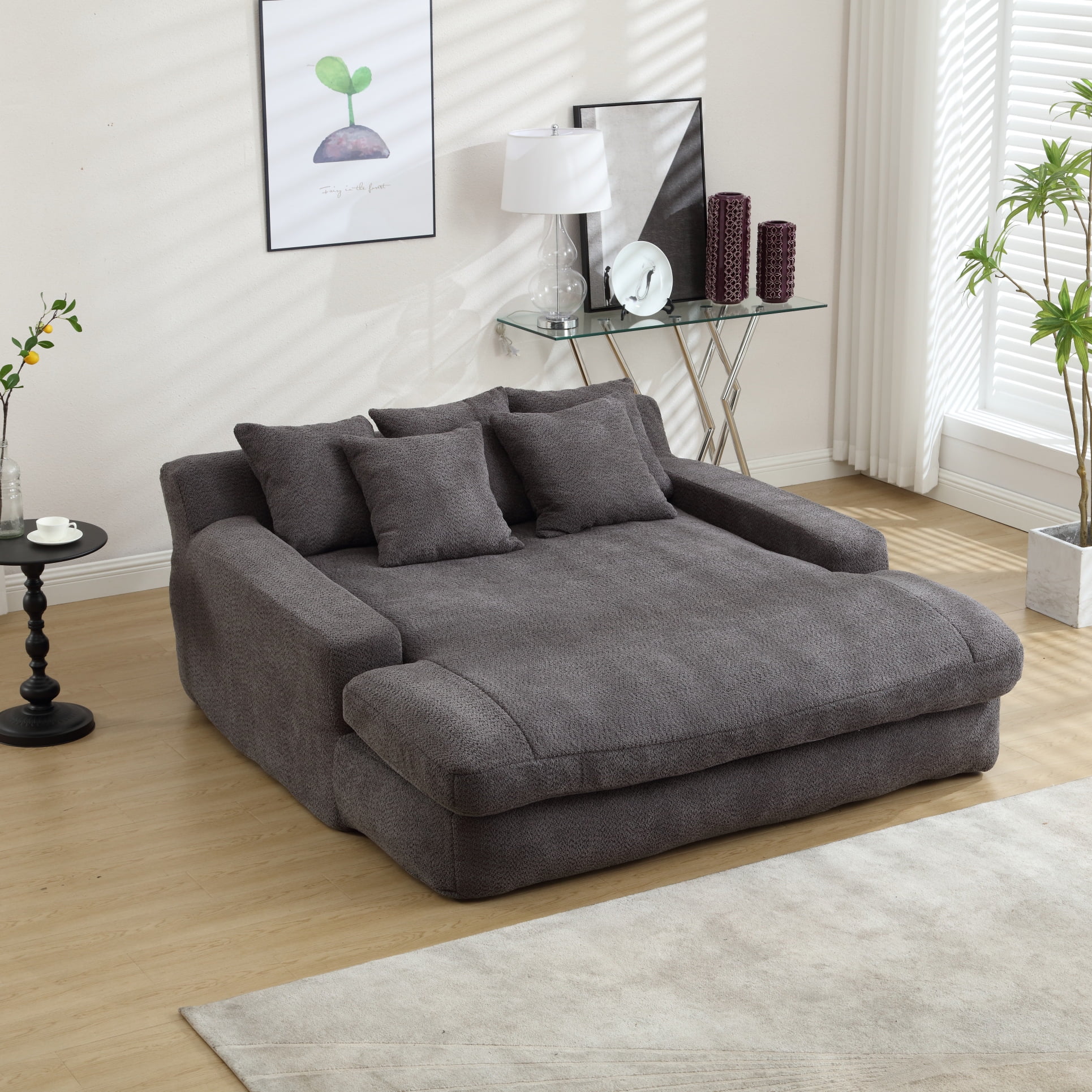 Oversized Chaise Lounge Chair Indoor with Ottoman, Upholstered Cloud ...
