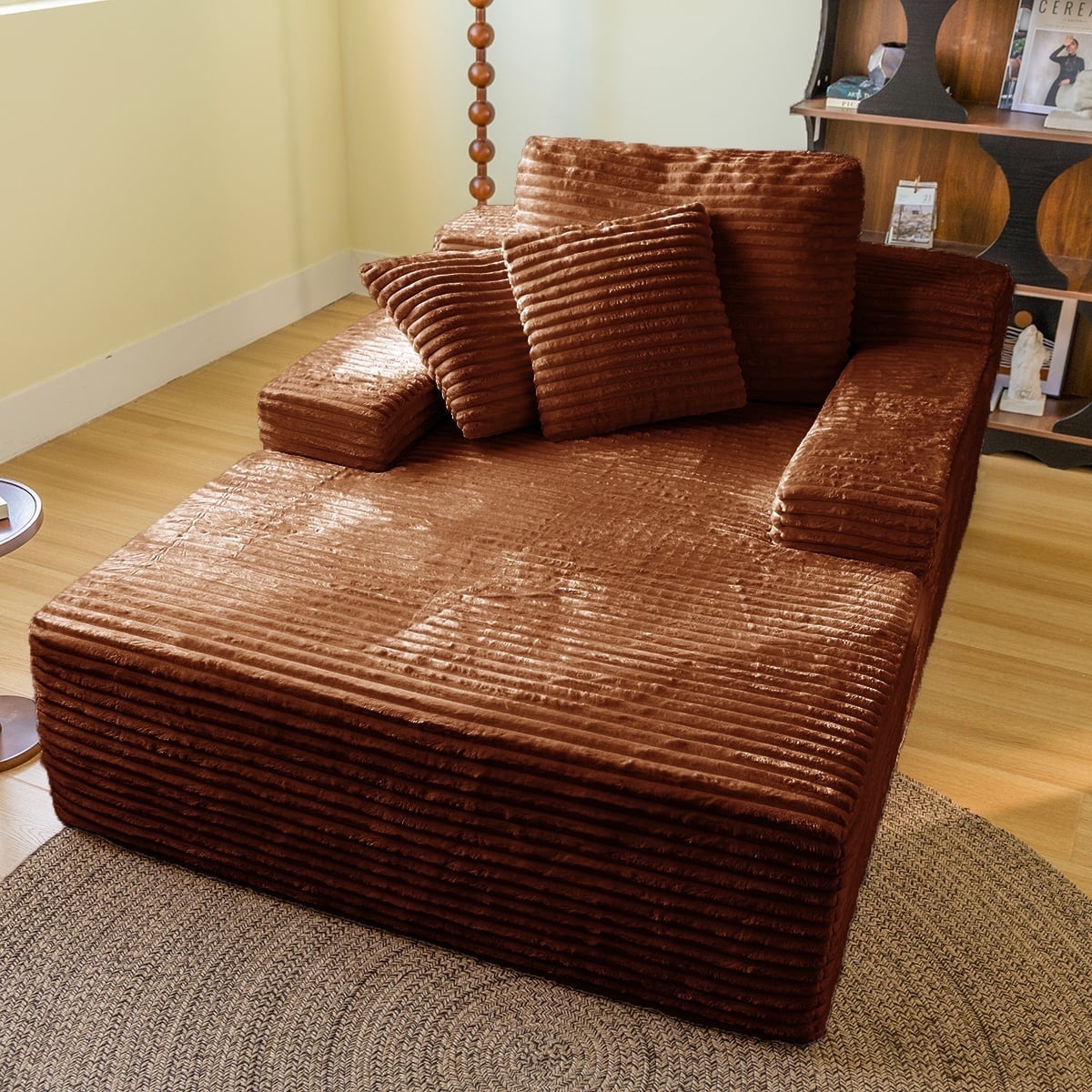 Oversized Chaise Sleeper Sofa - Cloud Corduroy Upholstered Living Room ...