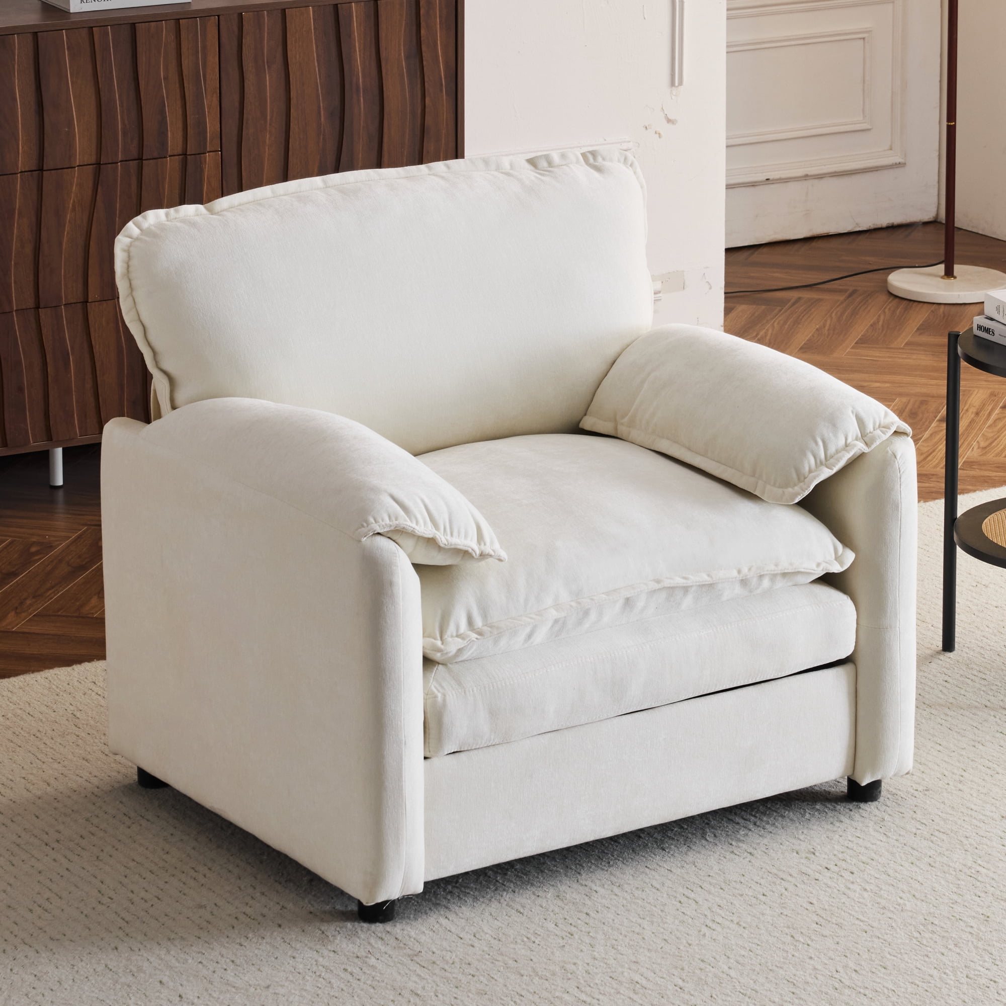 Oversized Chenille Armchair, 38" Upholstered Accent Chair with Thick ...