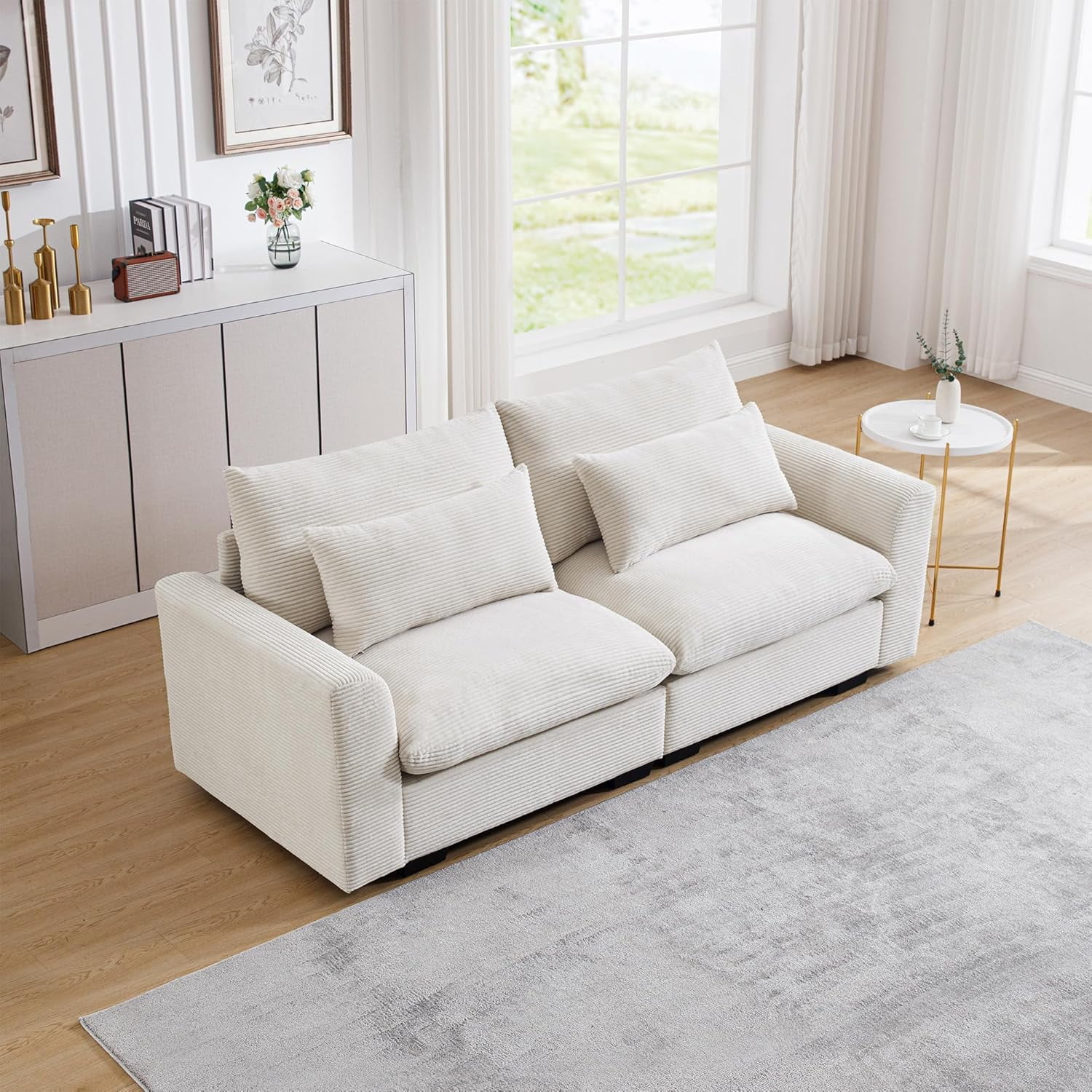 Oversized Cloud Couch for Living Room, 86.8" Comfy Corduroy Sofa with ...
