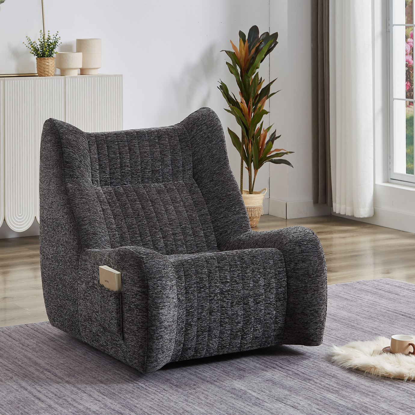 Oversized Comfy Bean Bag Chair with Armrests, Lazy Floor Accent Chair ...
