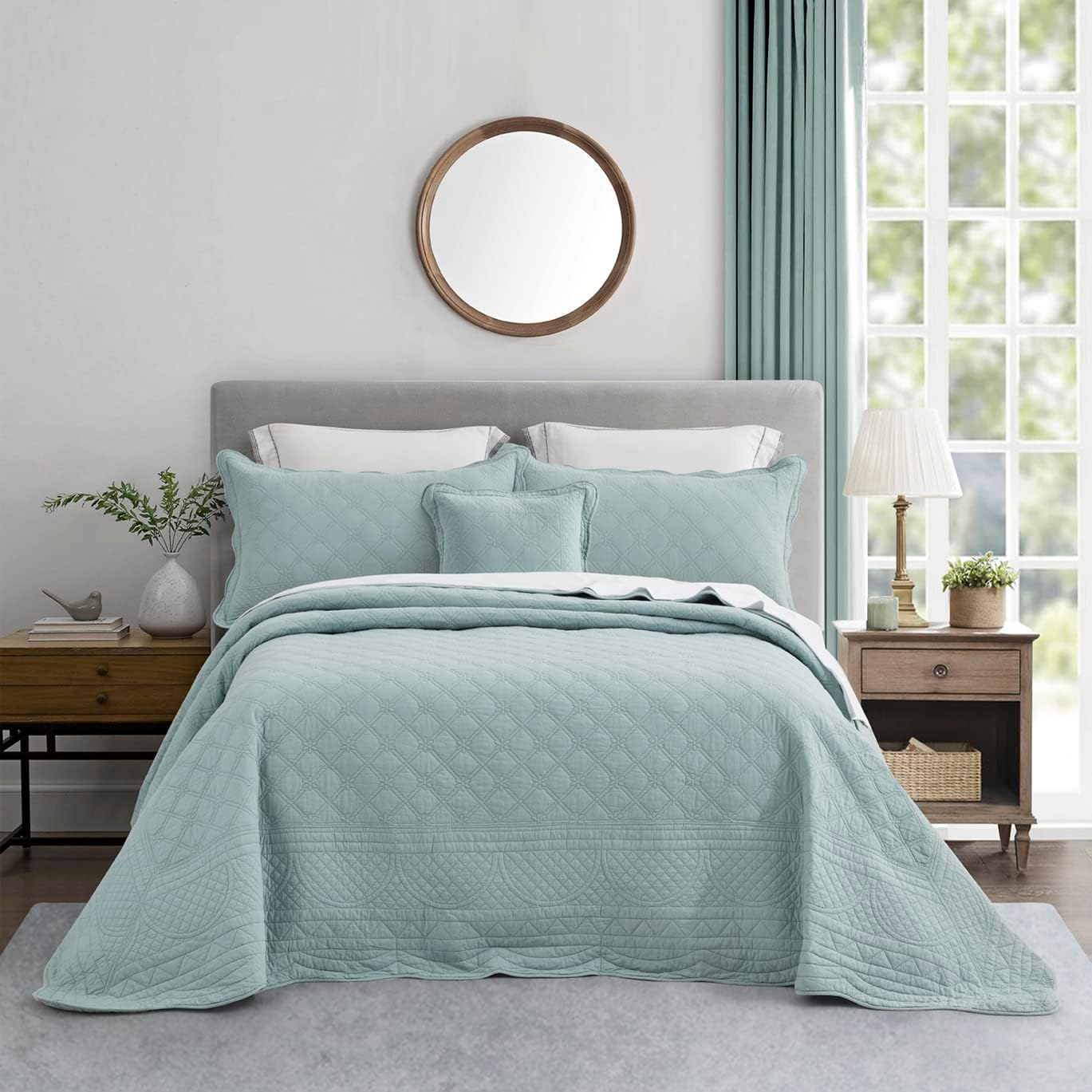 Oversized Cotton Bedspread King Size - Real Stitching - Luxury Quilted ...