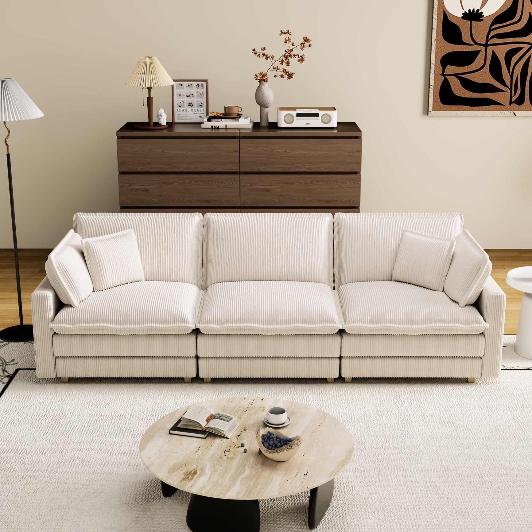 Oversized Deep Seat Couch with Suitable Inclination, Solid Wood Feet ...