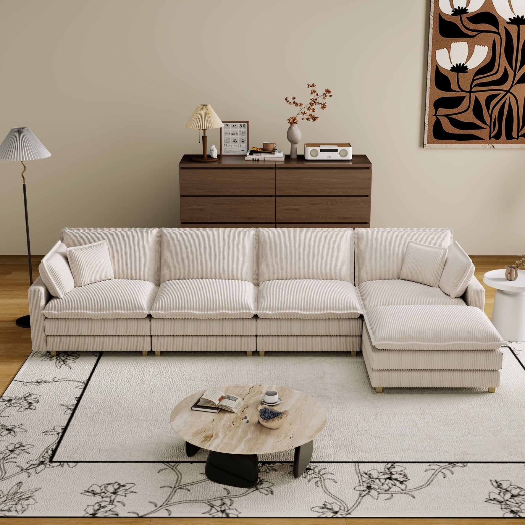 Oversized Deep Seat Sofa with Solid Wood Frame, Snake Spring - Ideal ...