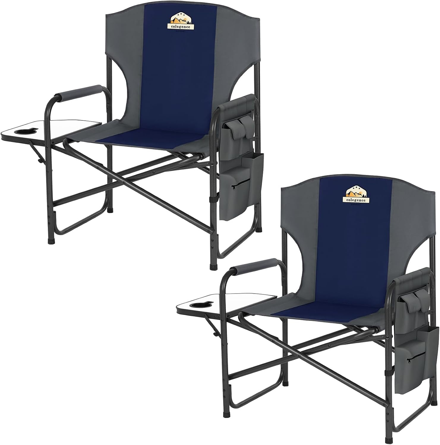 Oversized Directors Camping Chair Set of 2 Support 600 LBS, Heavy Duty ...