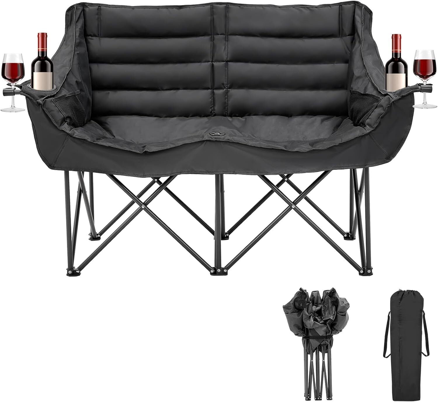 Oversized Double Camping Chair, Folding 2 Person Camping Chair Loveseat ...
