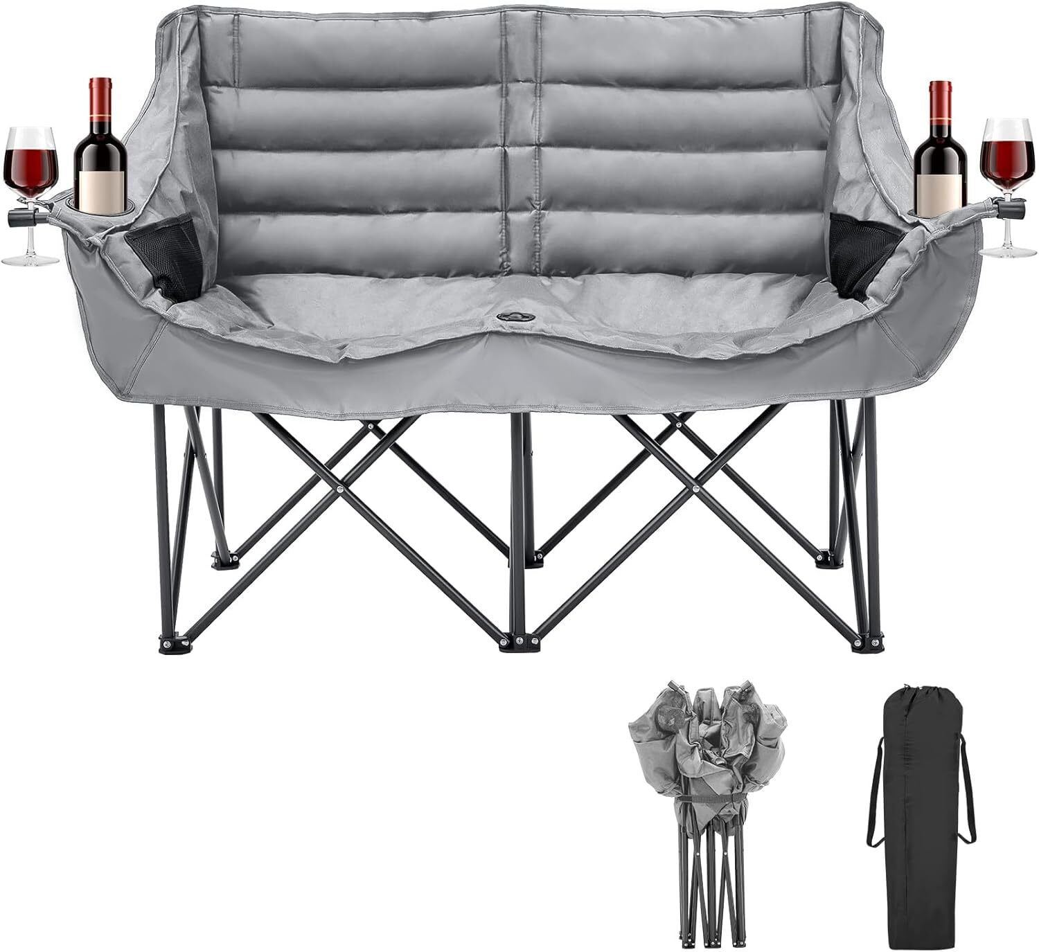 Oversized Double Camping Chair, Folding 2 Person Camping Chair Loveseat ...