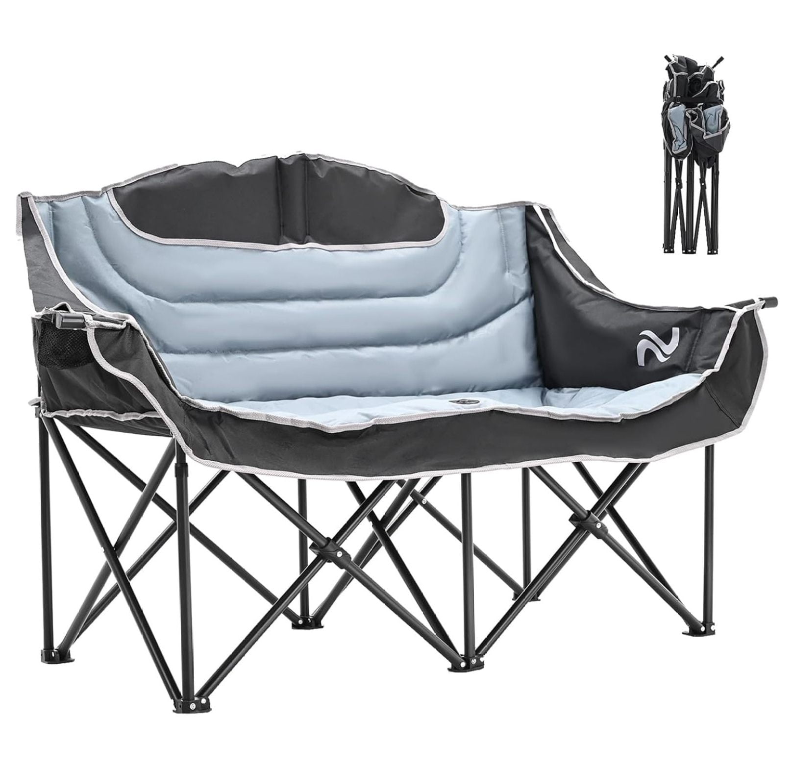 Oversized Double Camping Chair, Folding 2 Person Camping Chair Loveseat, Fully Padded Duo Chair ...
