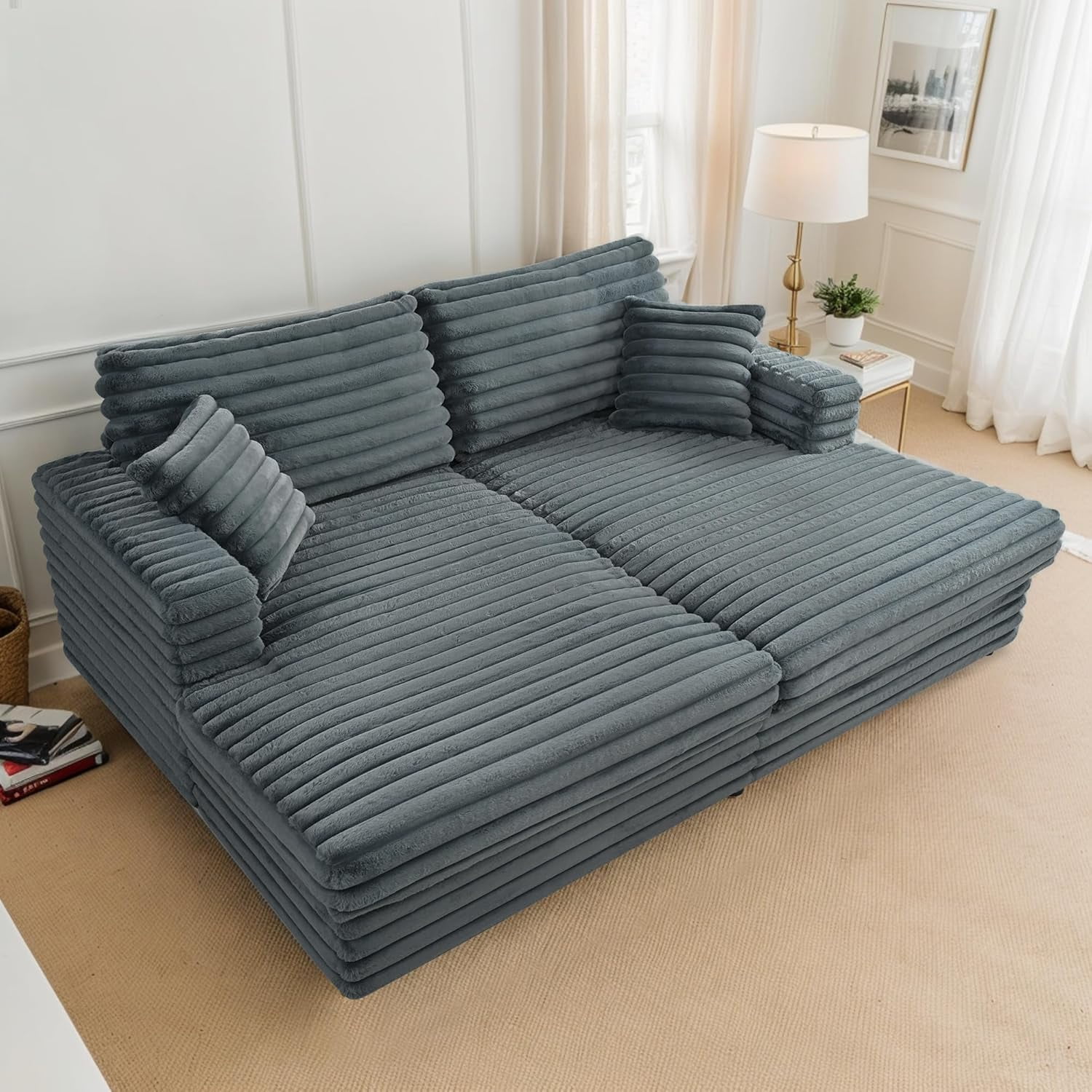 Oversized Double Chaise Lounge Loveseat Sectional Sofa Napping Daybed ...