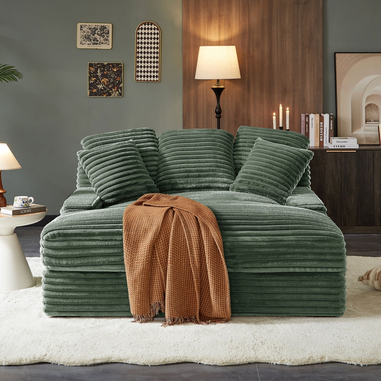 Oversized Double Chaise Lounge with 5 Pillows, Cloud Soft Fluffy ...