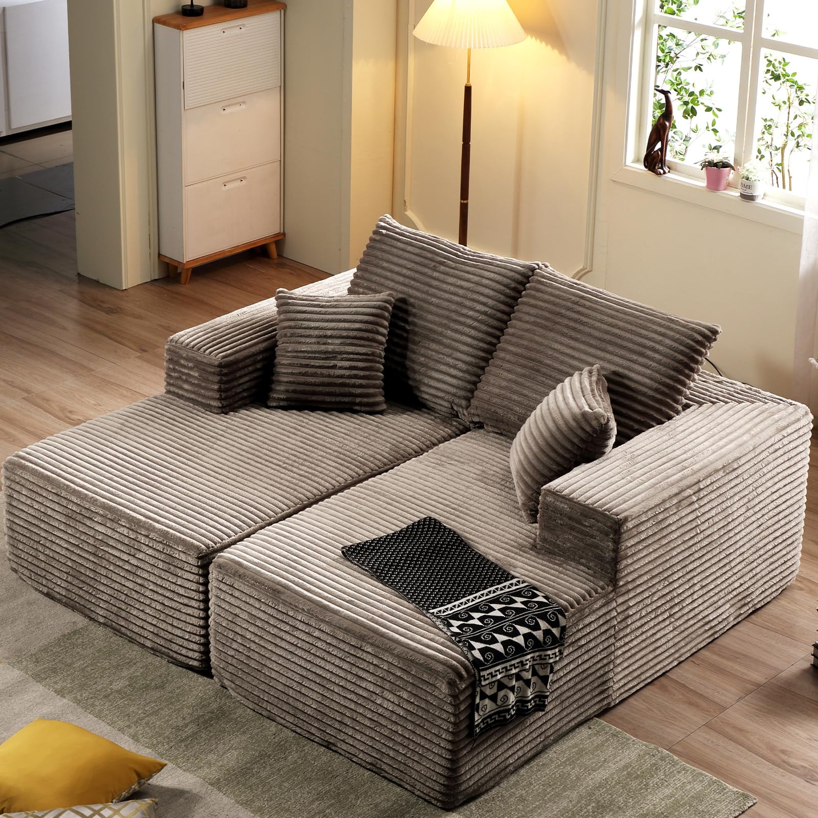 Oversized Double Chaise Lounges Indoor,Upholstered Boneless Cloud ...